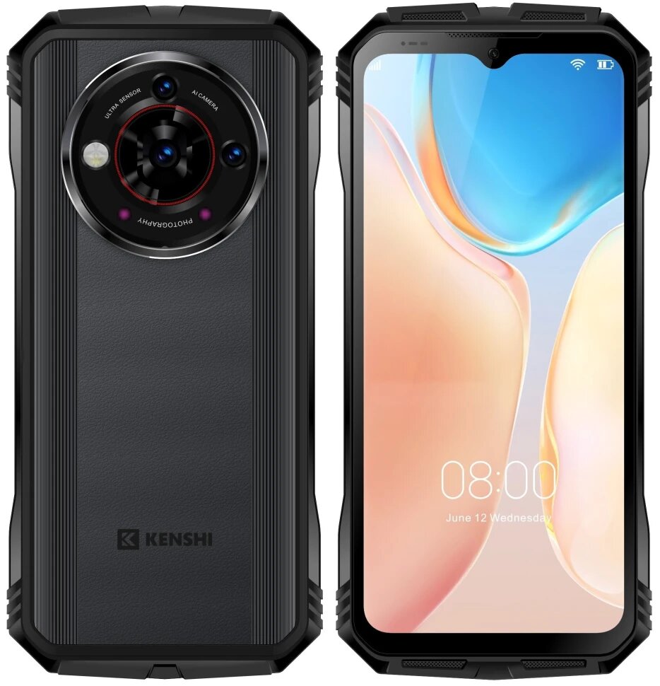 6.58" Смартфон KENSHI Armor V1s 12/512 ГБ, NFC, 5G, GPS, 9760 мА*ч, черный