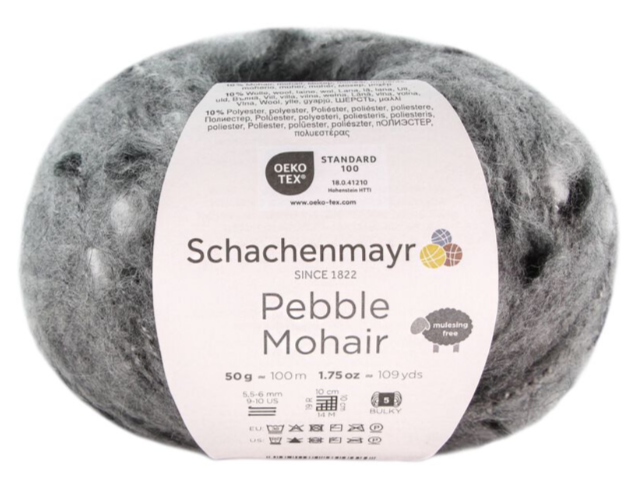 Pebble Mohair /Пэбл Мохер/ пряжа Schachenmayr, MEZ, 9807016 (00090, grey, белый/серый/черный, New!)
