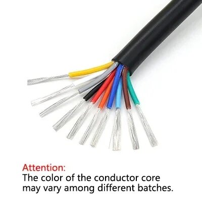 Кабель UL2464 2/5/10 м черный многожильный медный 28AWG, 10 Cores, 2 meters