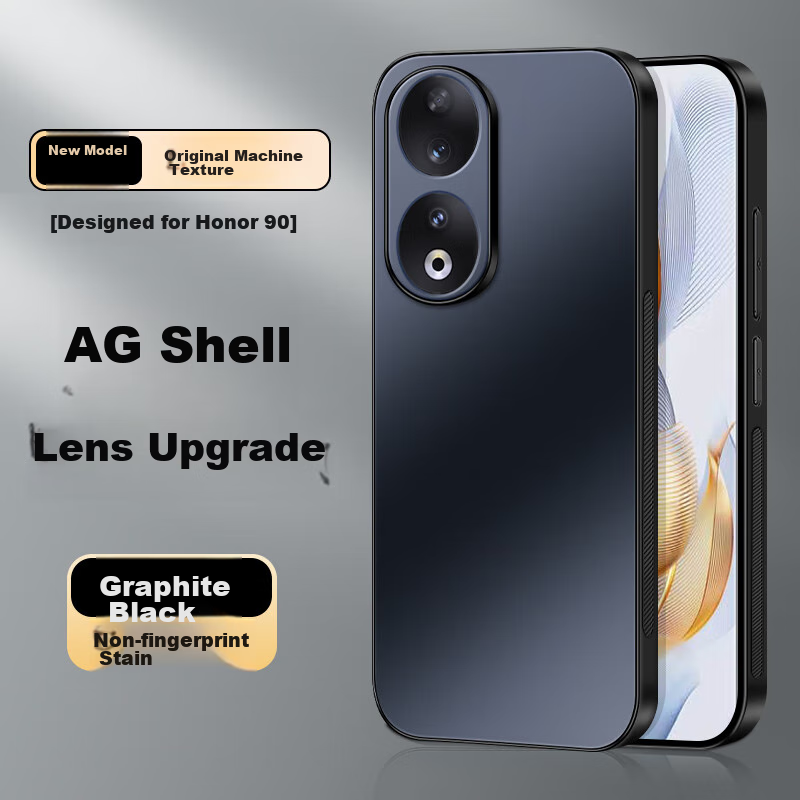 Shangsu Compatible with Honor 90 Phone Case, Huawei 90 Protective Cover, AG Frosted Full Coverage, Real Machine Feel, Simple Business Luxury Style, Shockproof, Anti-Fingerprint, for Women And Men, Graphite Black