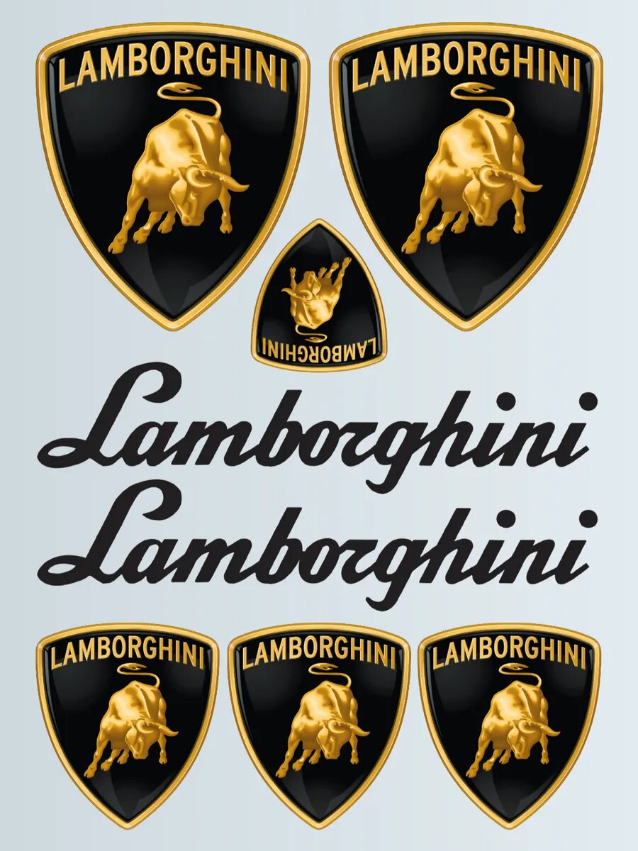 Термонаклейки LAMBORGHINI DTF, для одежды, DTF, 8 штук, логотипы машин