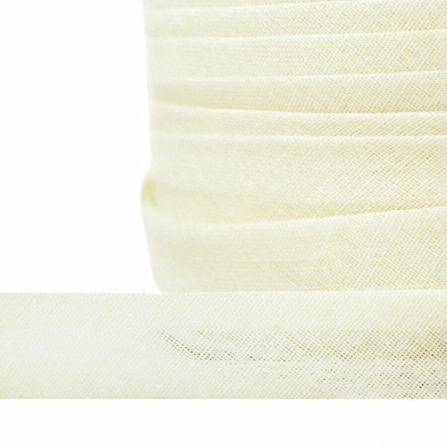 Косая бейка хлопок 15мм F102 молочный 10м