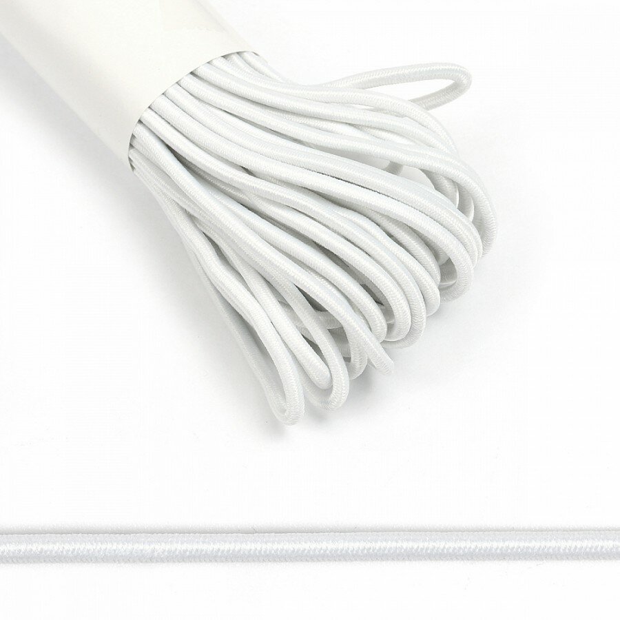 Резинка TBY шляпная (шнур круглый) цв. F101 белый 2,5мм рул.10м (+-0,5м)