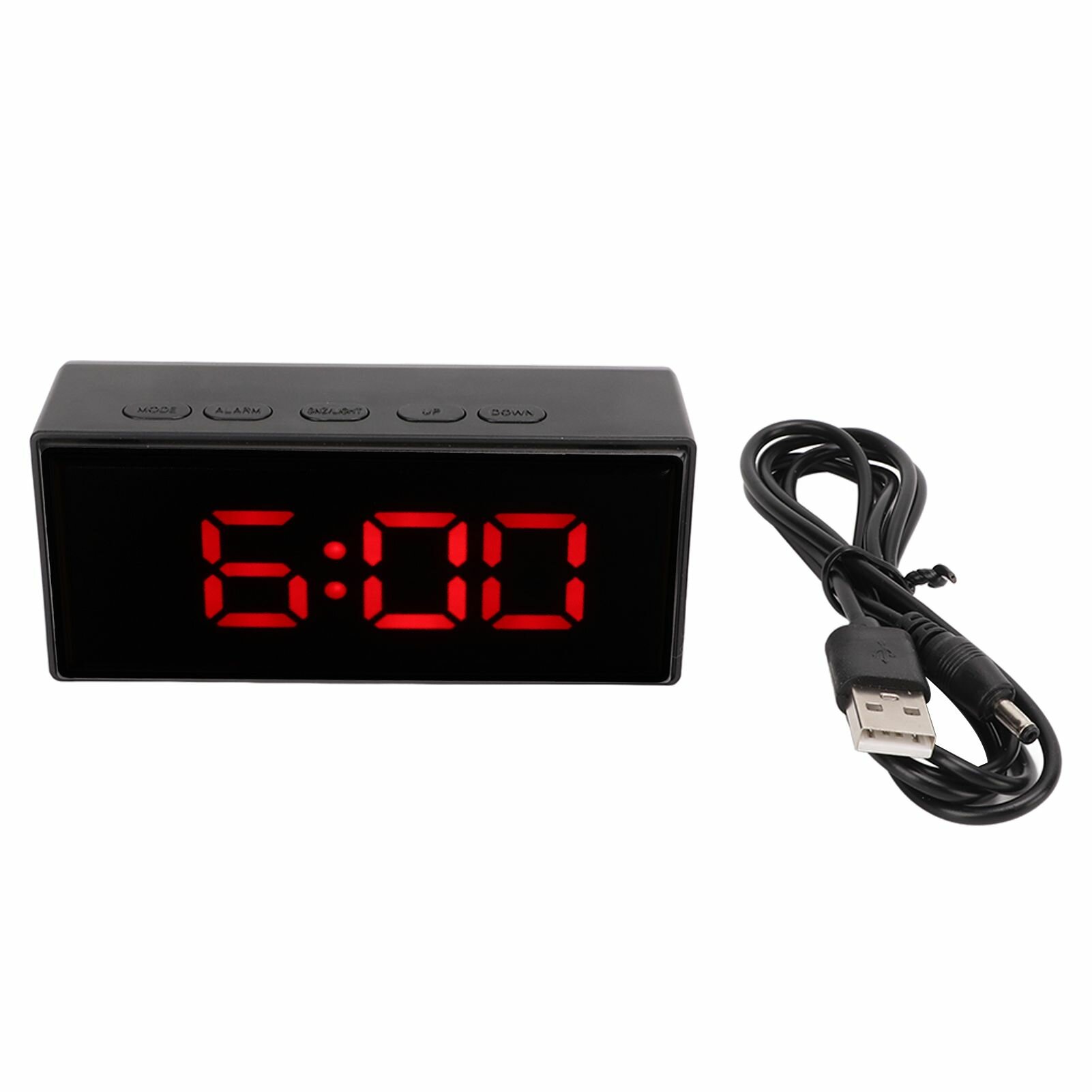 Умный светодиодный цифровой будильник с автоматическим определением освещенности, 2 режима отображения, функция повтора, красный дисплей, элегантный современный дизайн