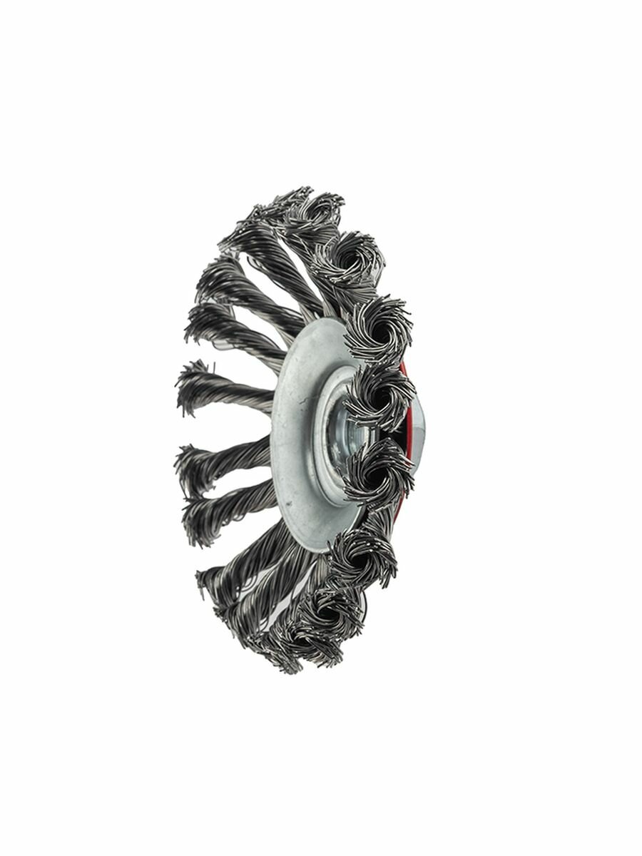 Щетка металлическая для УШМ PRAKTISCHE TOOLS, крученая проволока, "тарелка", М14, 115 мм