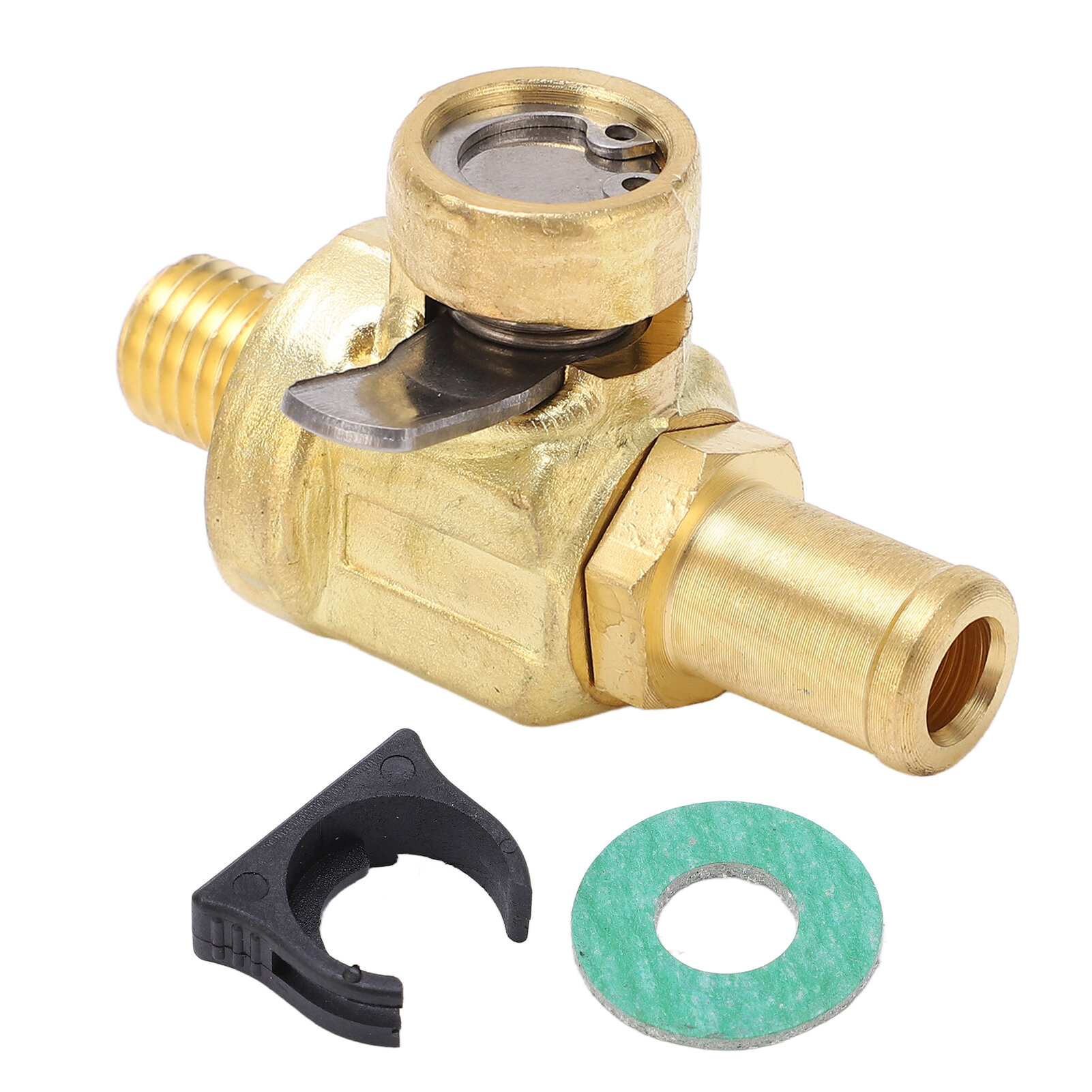 Сливной клапан моторного масла с прокладкой, рычагом и зажимом, M10‑1.25, нержавеющая сталь, латунь, для легковых автомобилей, легких грузовиков и фургонов.