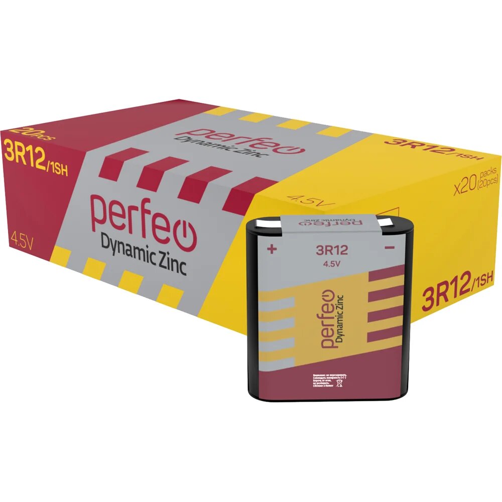 Батарейки Perfeo 3R12 Dynamic Zinc солевые, 20шт(20x1шт), 4.5V