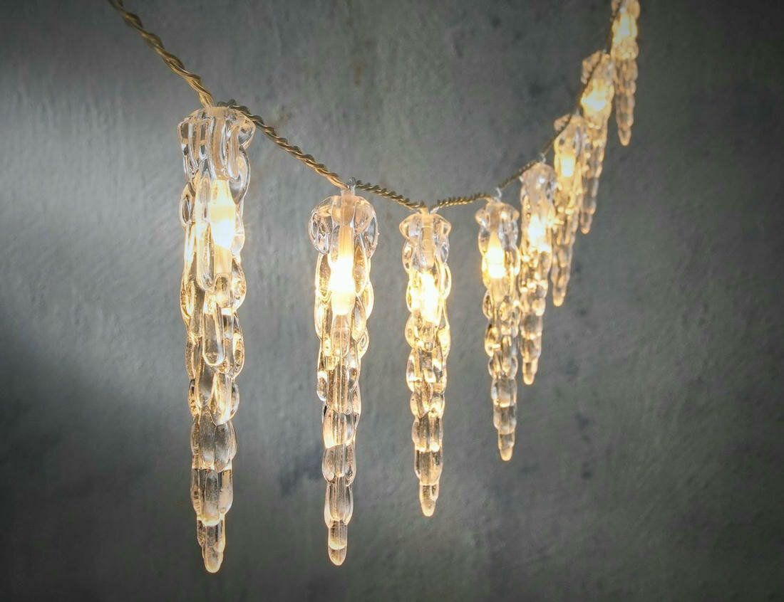 Светодиодная гирлянда, 10 тёплых белых LED-огней, 100 см, таймер, батарейки, Edelman