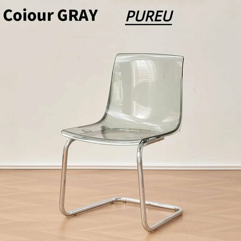 Стул PUREU, без подлокотников, прозрачный акрил, светло-серый, 51 см x 52 см x 84 см