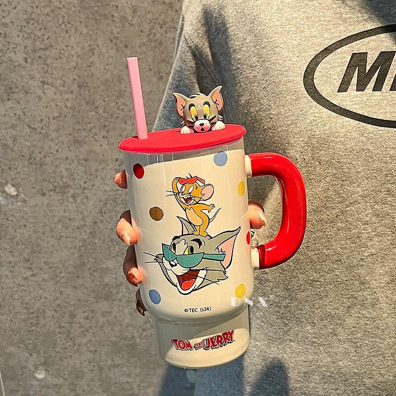 "Tom & Jerry", кружки 850мл, 1шт, красный/светло-желтый, керамика, глазурь, 1 предмет