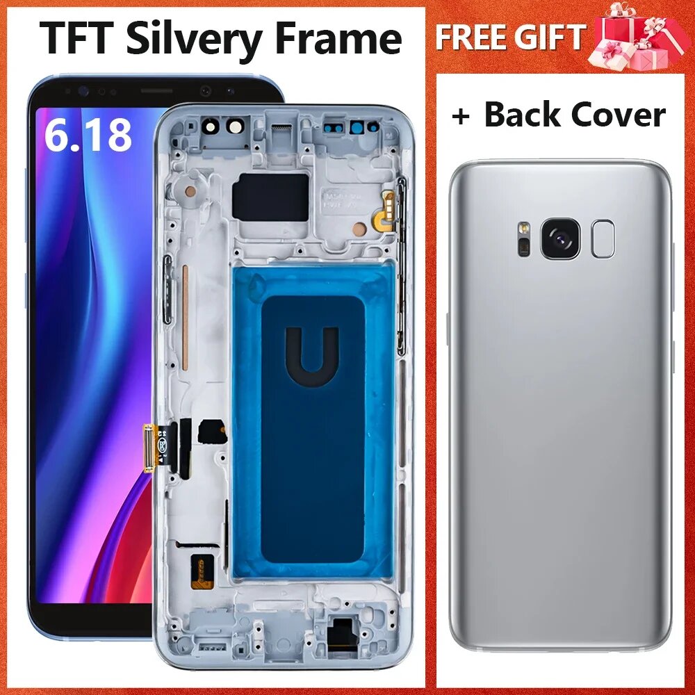 Новый ЖК-дисплей S8+ для Samsung Galaxy S8 Plus, сенсорный экран SM-G955U, дисплей G955 G955F, дигитайзер в сборе с заменой рамки TFT Silvery Kit