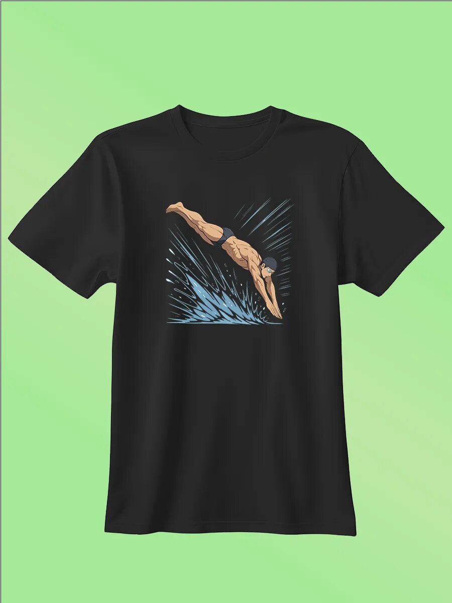 Футболка плавание аниме swimming