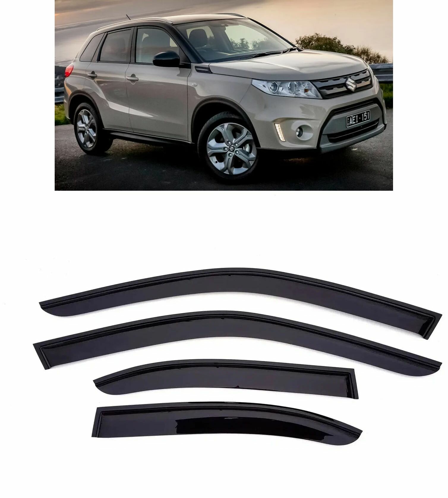Дефлекторы боковых окон SUZUKI Vitara Сузуки Витара 5дв. (2014-2019)