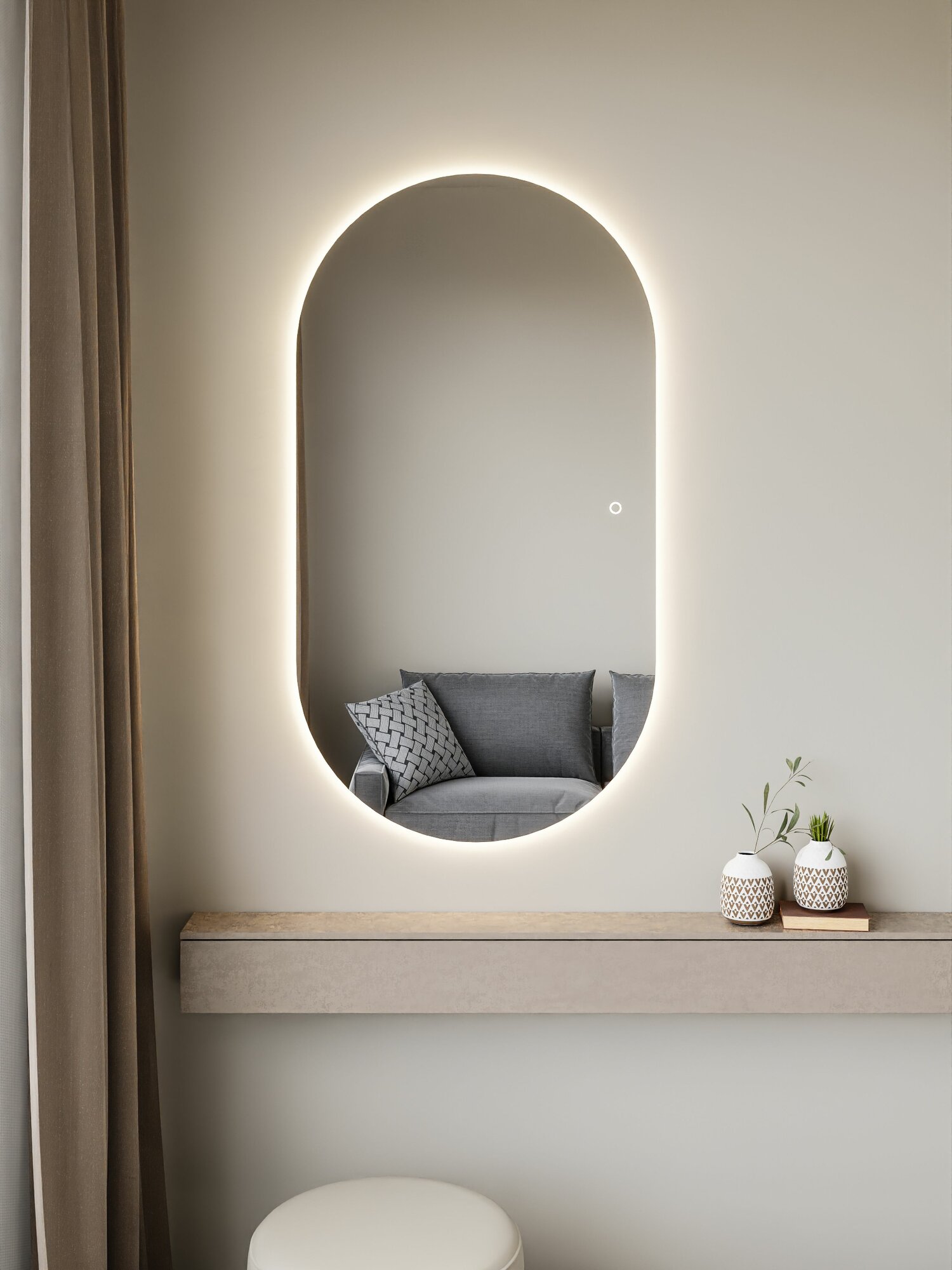 Зеркало настенное 130х70 см. BLX MIRROR М6 фигурное сенсорное