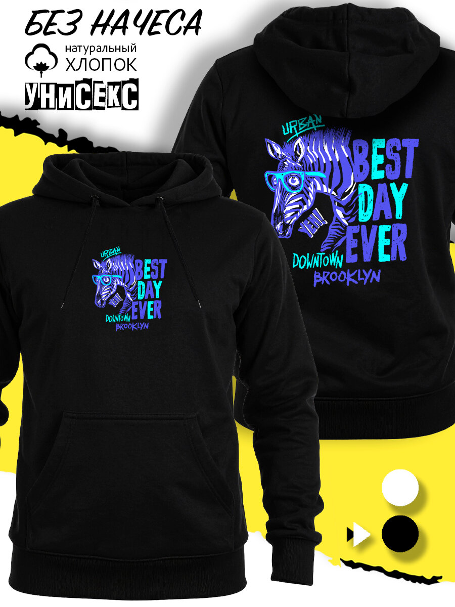 Худи Толстовка свитшот с зеброй best day ever