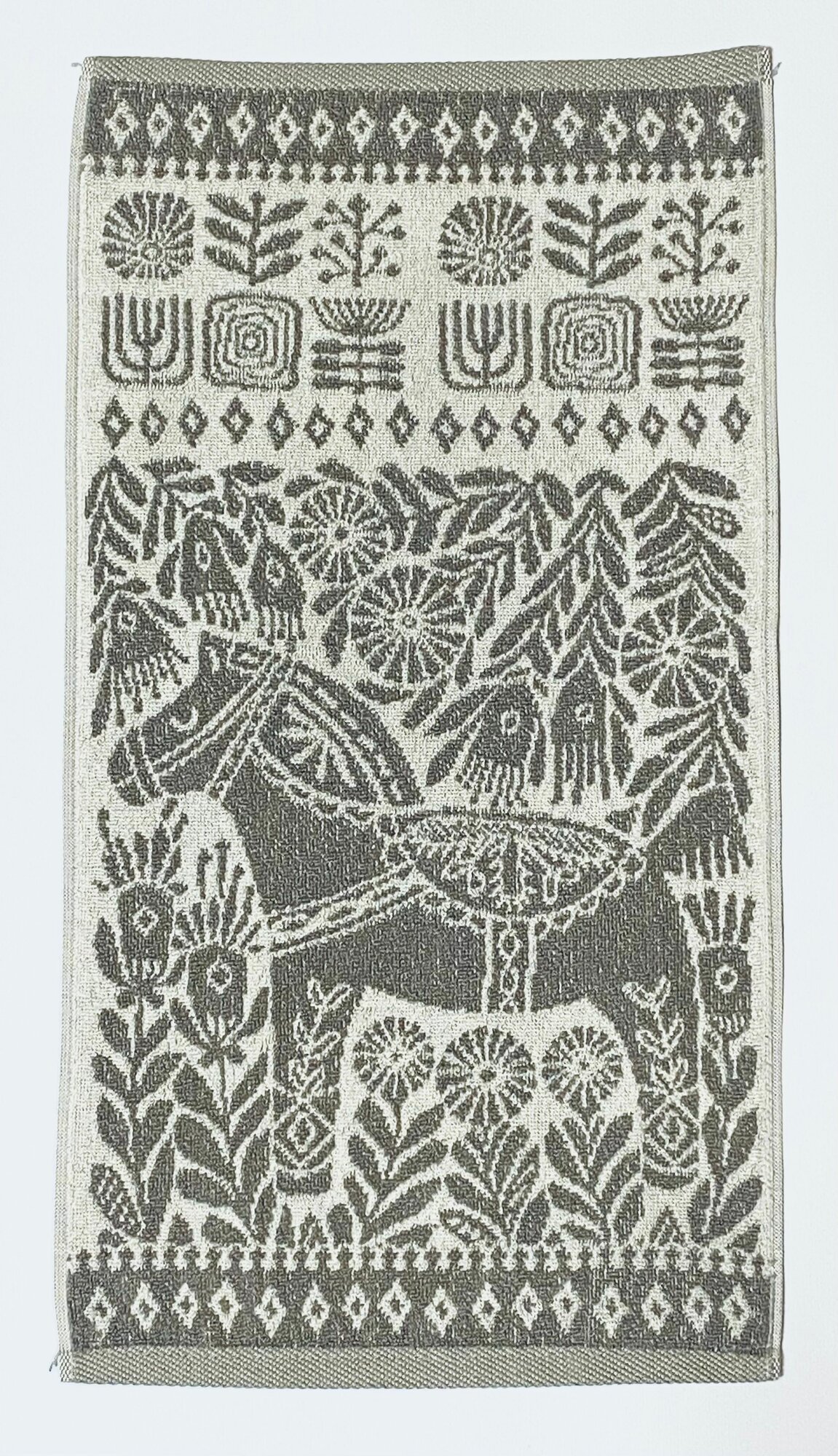 Полотенце махровое кухонное, для рук и лица, ручное в подарок на Новый год двухстороннее Лошадь Серый Расписной пони 30*60 см