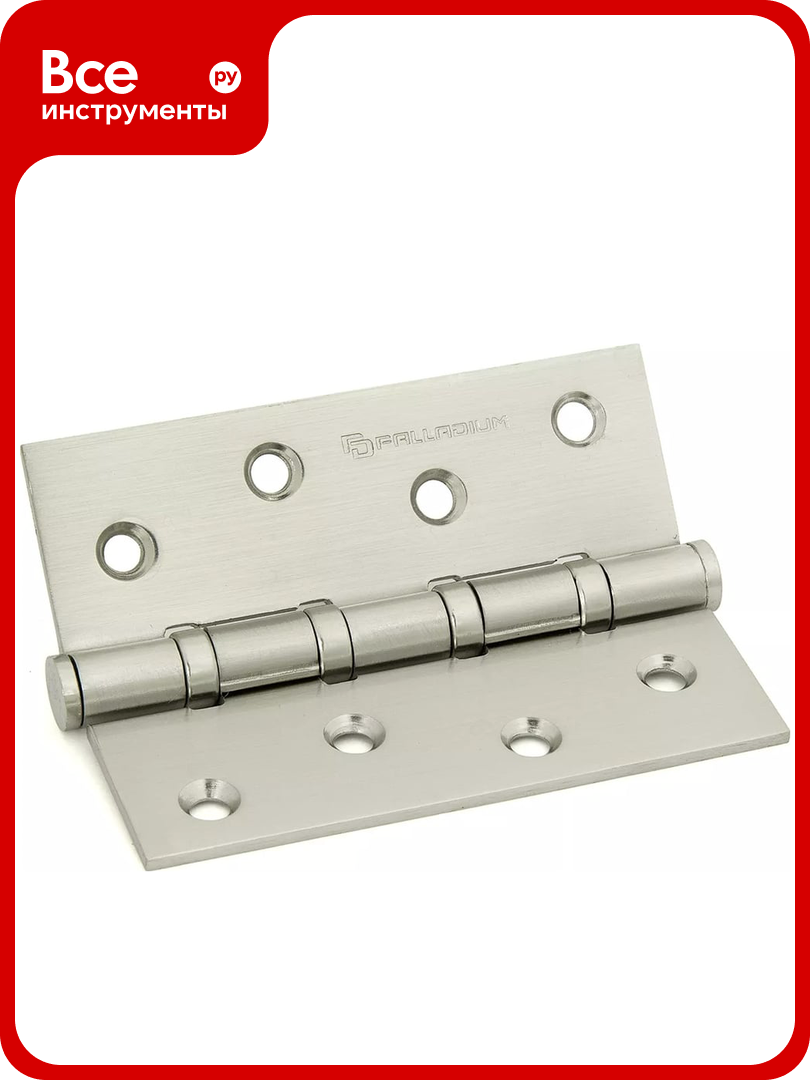 Универсальная дверная петля Palladium N 500 C-S-4" SN, из стали, врезной монтаж, карточный тип, матовый никель