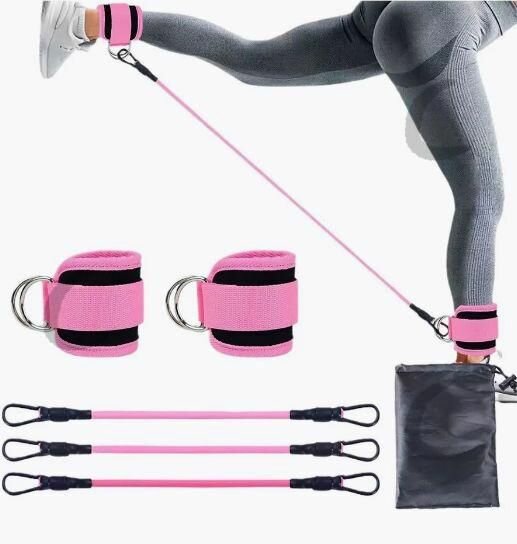 Резинки для фитнеса с манжетами, набор усиленных трубчатых эспандеров, спортивные, широкие, женские, тканевые, комплект для ног и рук 10 20 30 кг