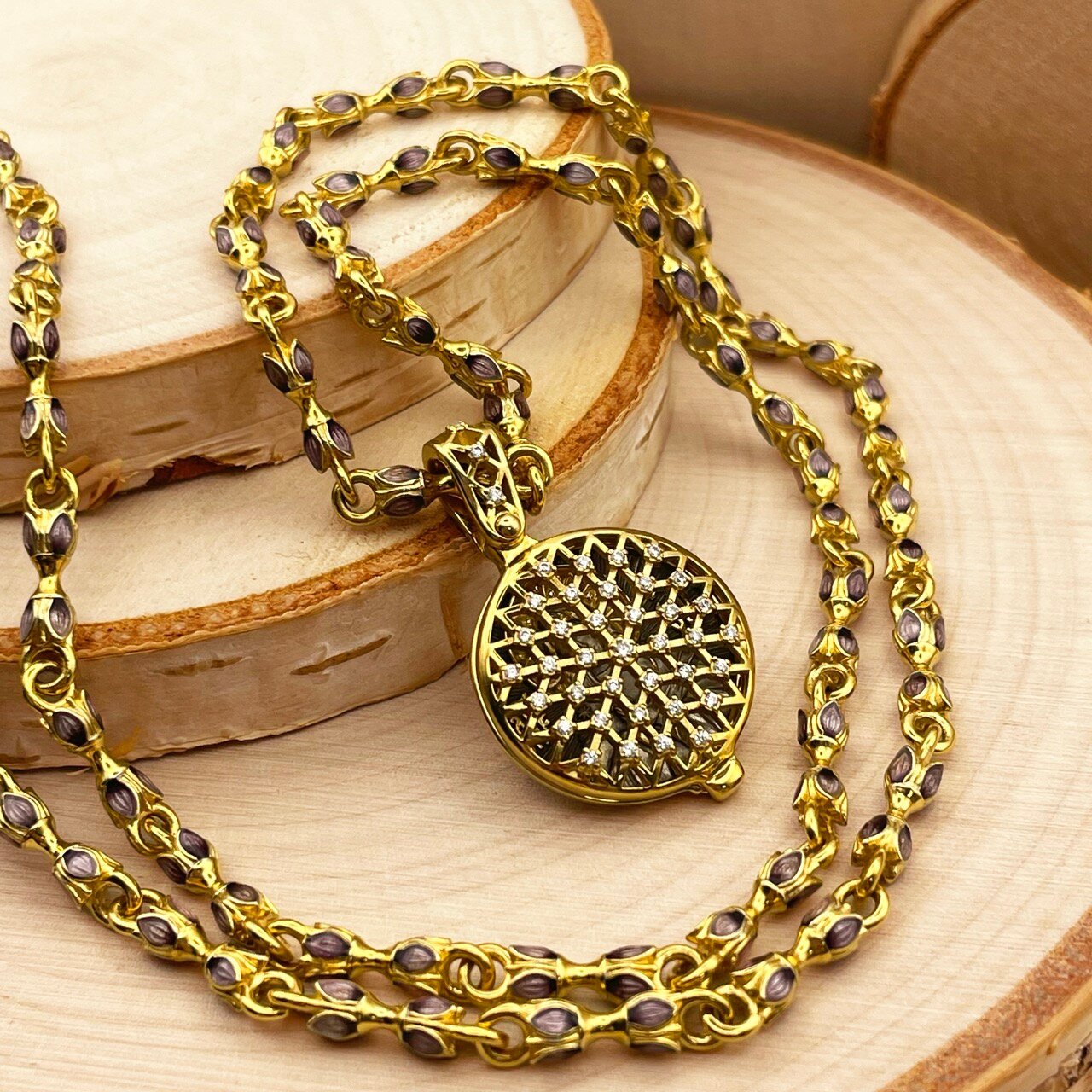 Комплект украшений Русские Мастерские, серебро, 925 проба, оксидирование, золочение, чернение, фианит, эмаль