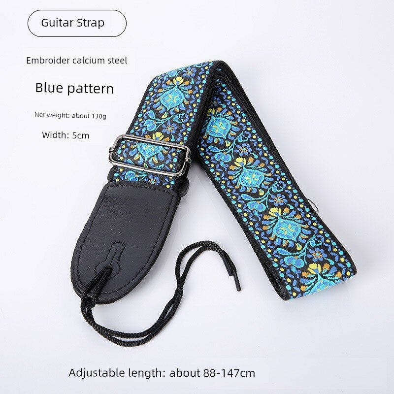 Вышитый ремень Taobao для гитары, синий, вольфрамовые пины, подкладка, 2шт