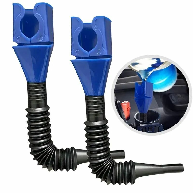 Автомобильная телескопическая воронка для заправки бензина и дизельного топлива, синий черный, 2 шт.