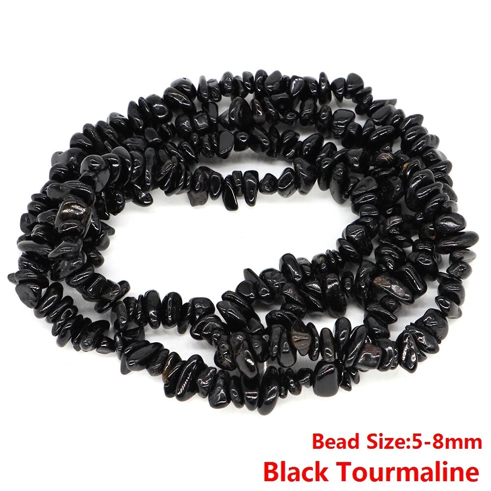 Черный турмалин 5-8 мм для ювелирных изделий Черный, 1pc(approx.16inch), Black Tourmaline