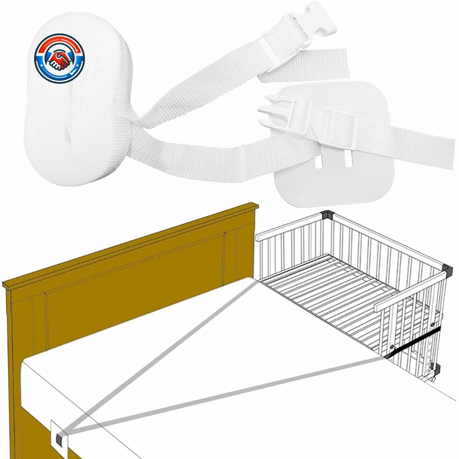 Набор хлопковых фиксирующих лент для детской кроватки, защита от смещения и падений, регулируемые ремни 6/8/10 м с металлическими застёжками, универсальный крепёж для маятниковых и раскладных моделей, безопасный и мягкий аксессуар для новорождённого