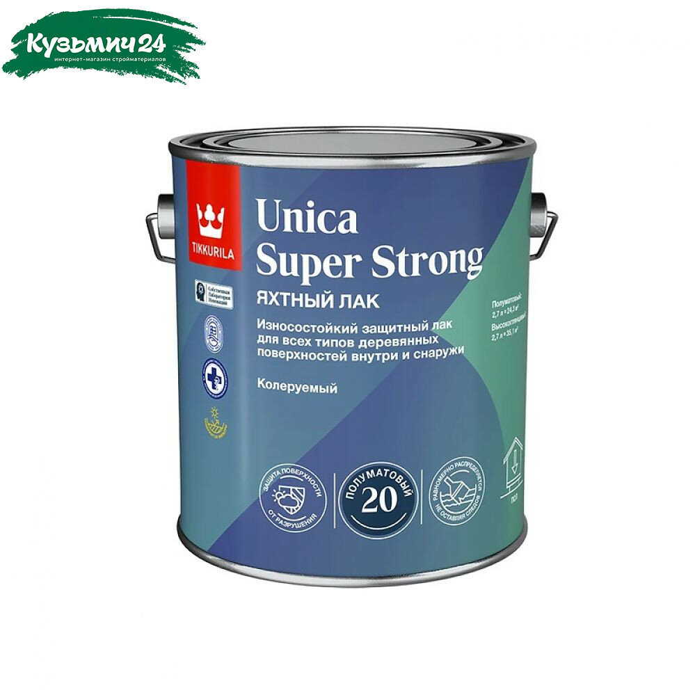 Лак TIKKURILA UNICA SUPER STRONG 20 яхтный полуматовый 2,7л