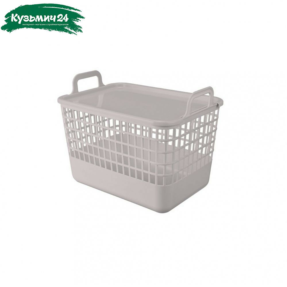 Корзина Econova Ково, с крышкой, 15 л, cветло-бежевый, 224х255х320 мм, 435218234