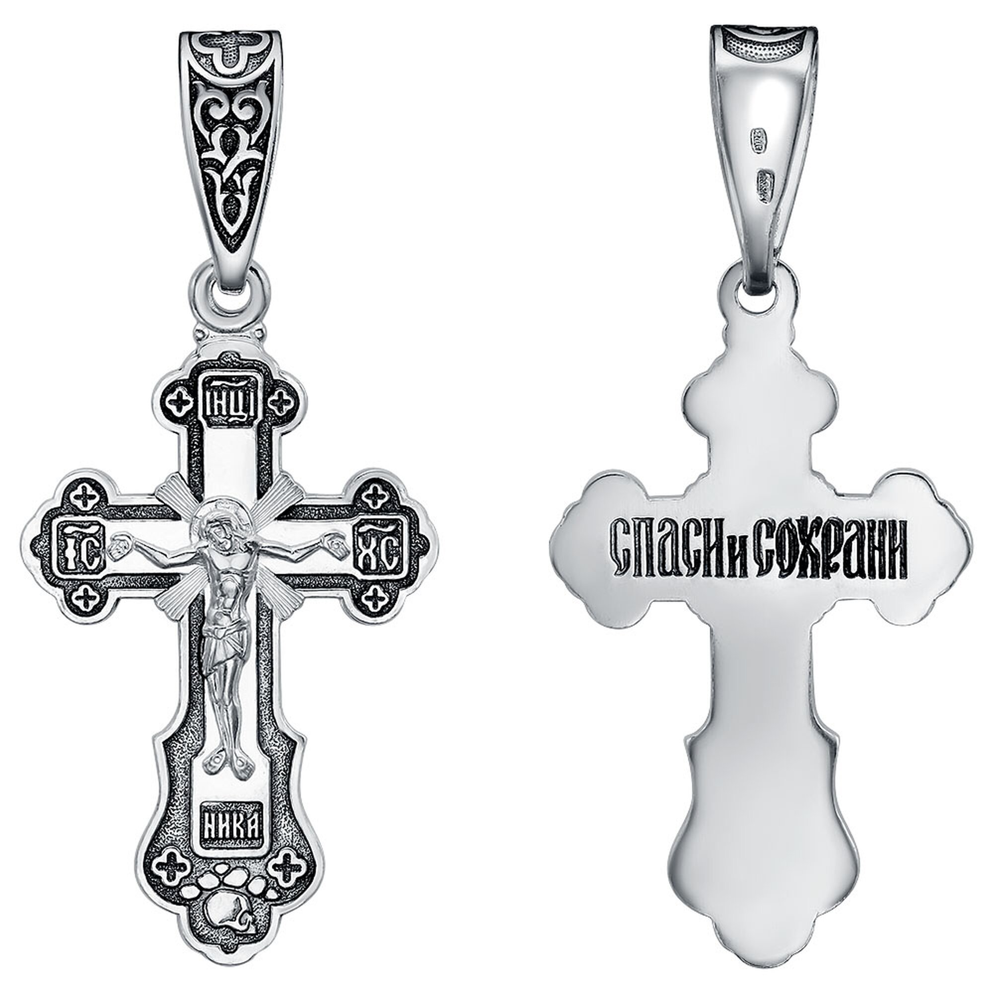 Крестик, серебро, 925 проба, чернение