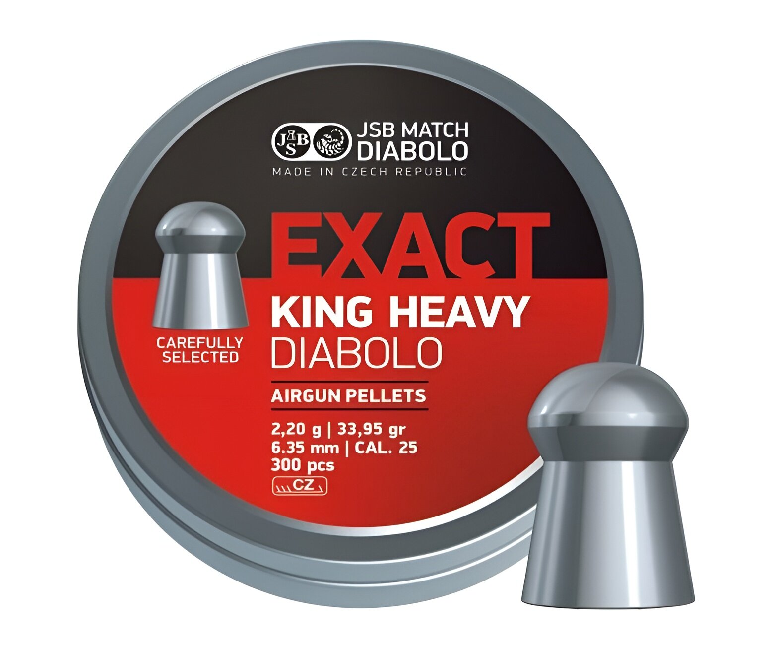 Пули JSB Diabolo Exact King Heavy для пневматики, 6,35 мм, 2,2 гр, 300 шт.