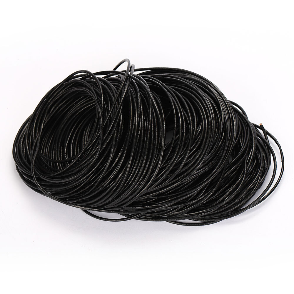 Кожаная веревка для рукоделия и декора, круглая, диаметр 1 мм, длина 2 м, черная, мягкая и прочная, для бижутерии, браслетов, подвесок, отделки и подарочной упаковки