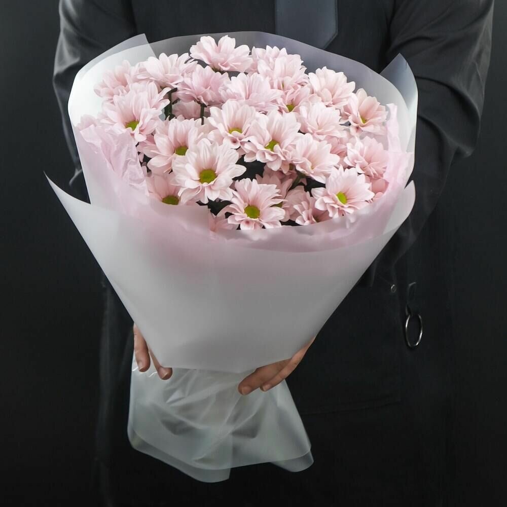 Цветы живые букет из розовой кустовой хризантемы "Розовая карамель" Flor2u