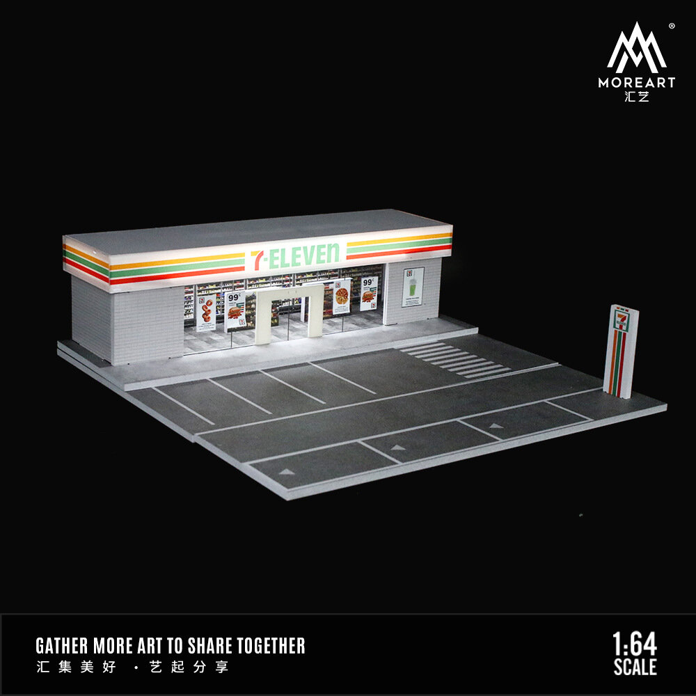 Модель парковки ресторана McDonald's, сцена 1/64, 3D здание, модель парковки с освещением