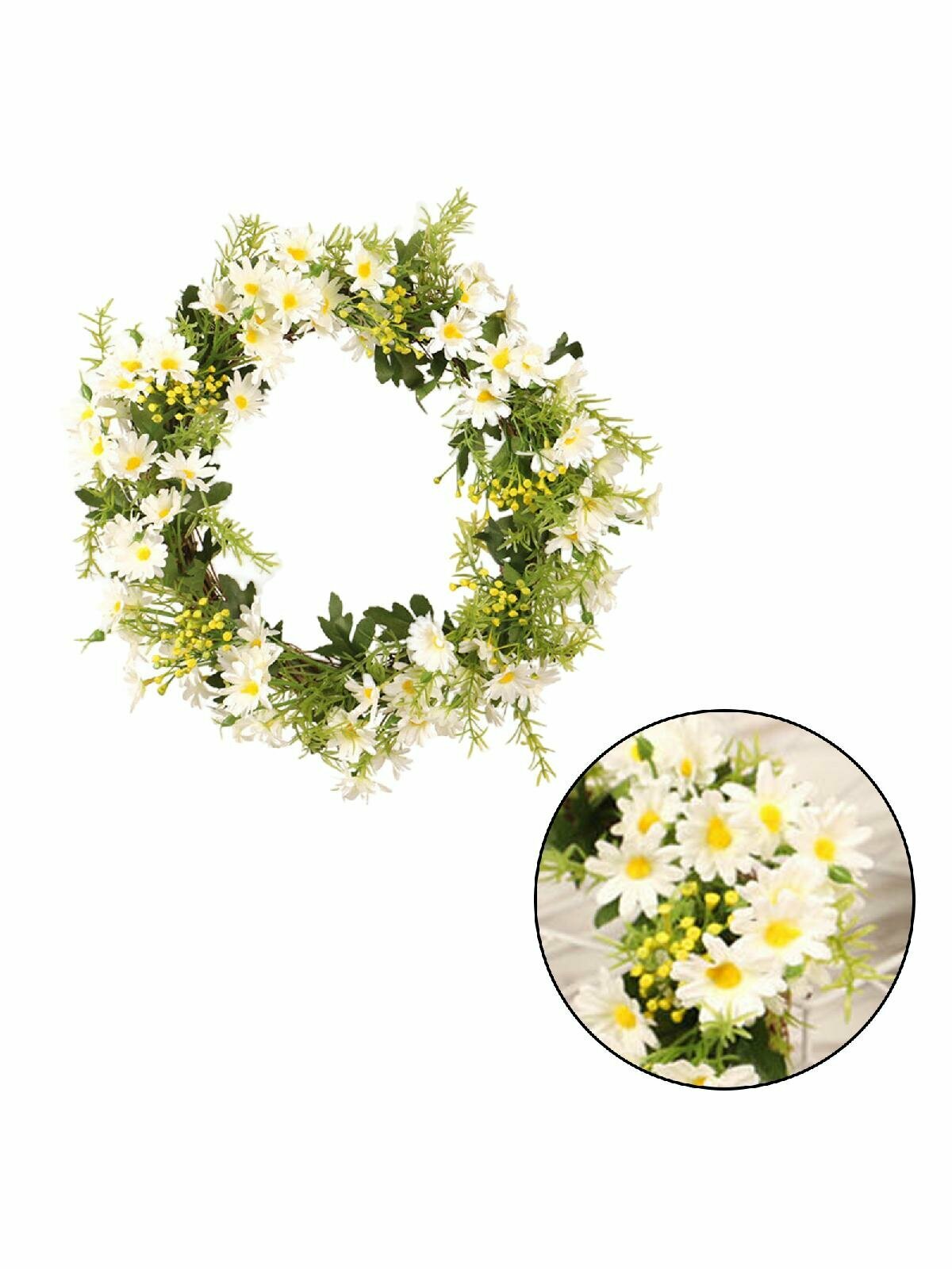 Весенний венок, венок из искусственных ромашек для свадебных украшений входной двери