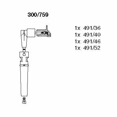 Провода высоковольтные Bremi 300/759, комплект, Chevrolet Aveo T250, T255 1.4 03.06-, Cruze J300 1.6 05.09-, Kalos 1.4 03.05-, Lacetti J200 1.6 03.05-, Nubira 1.6 03.05-, Rezzo 1.6 03.05-