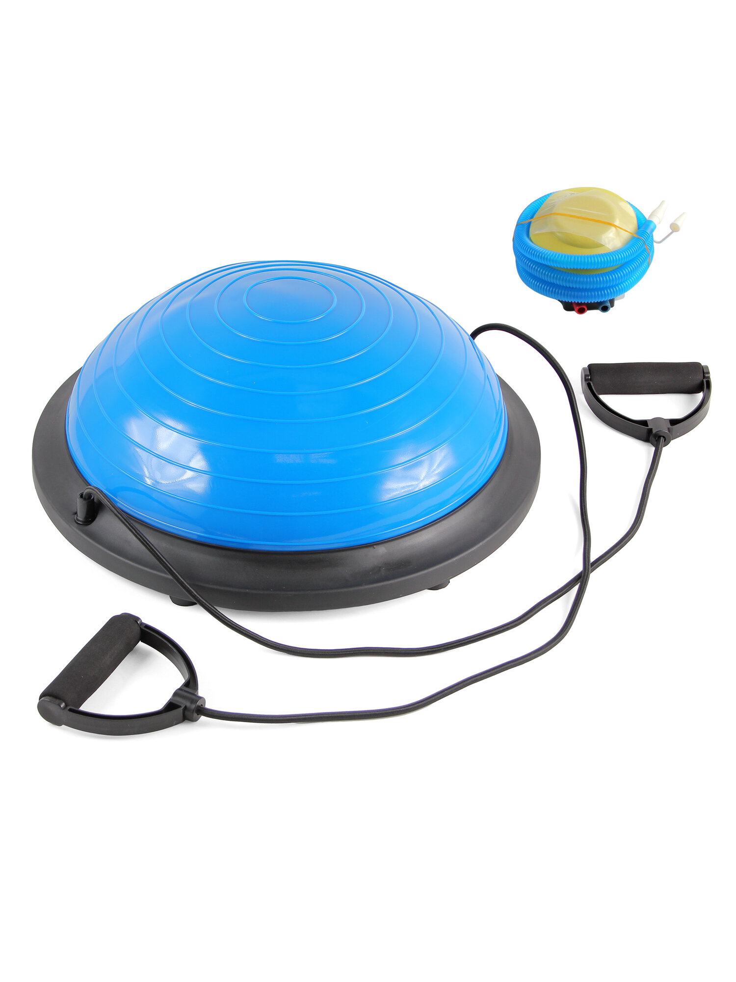 Полусфера гимнастическая с эспандерами TL01 blue 46 см, максимальная нагрузка 300 кг