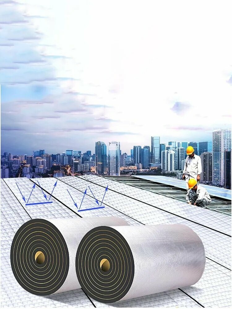 NOETLYO Самоклеящийся фольгированный утеплитель, Подходит для крыш, веранд, труб, дверей и окон, железных домов и сараев для разведения животных, толщиной 5 мм