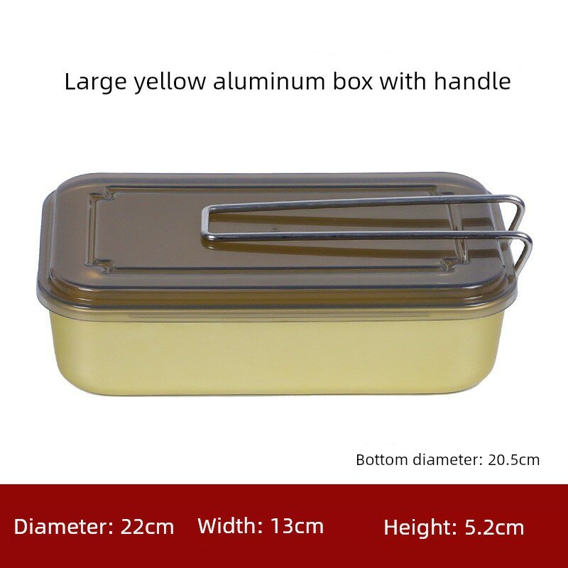 Алюминиевый ланч-бокс для приготовления пищи на природе, квадратный, портативный, в стиле ретро, для путешествий, с