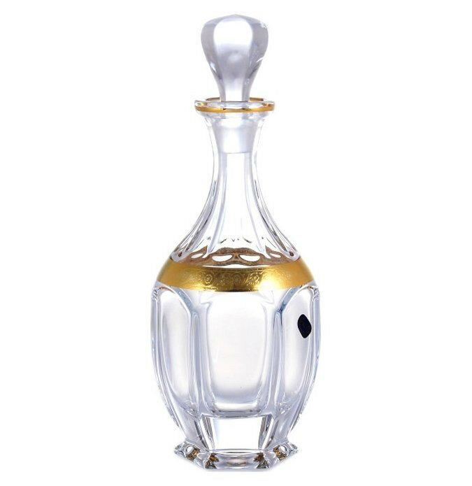 Графин для виски 800 мл Crystalite Bohemia "Сафари /Золотой цветочный кант" V-D / 146027