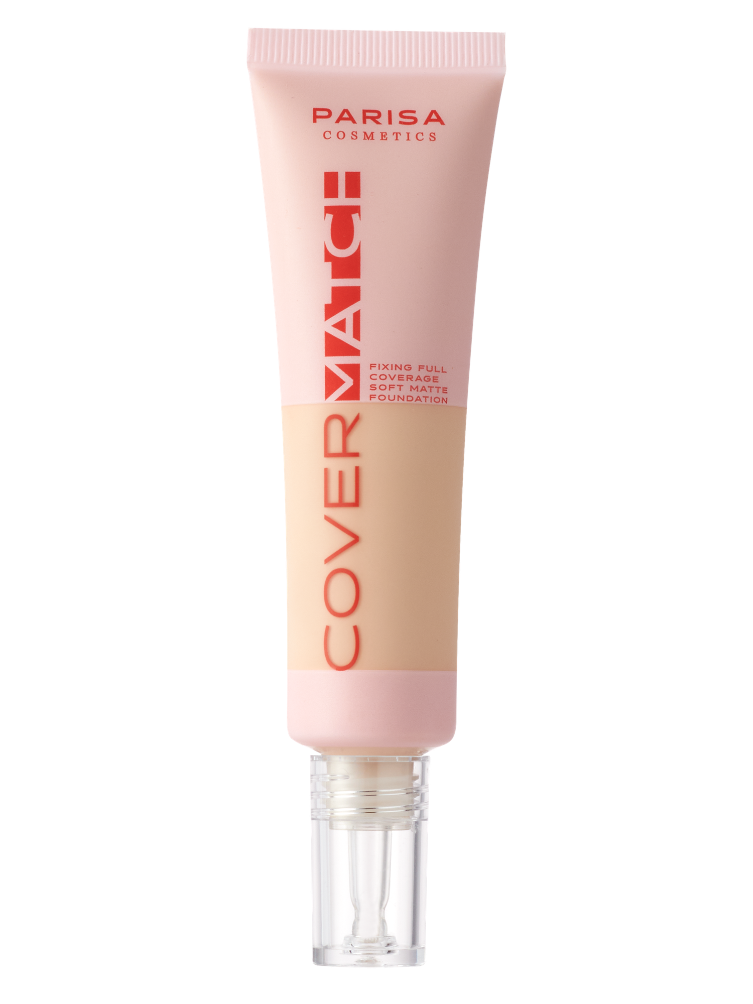 Тональная основа Parisa Cover Match, с полным покрытием и мягким матовым финишем, тон: 201, 25мл