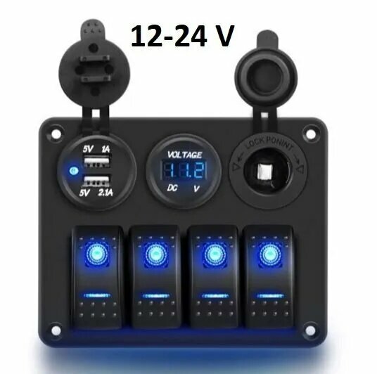 Светодиодная панель переключения вкл-выкл, 4-клавиши панель 2USB 12/24 В для автомобиля лодки