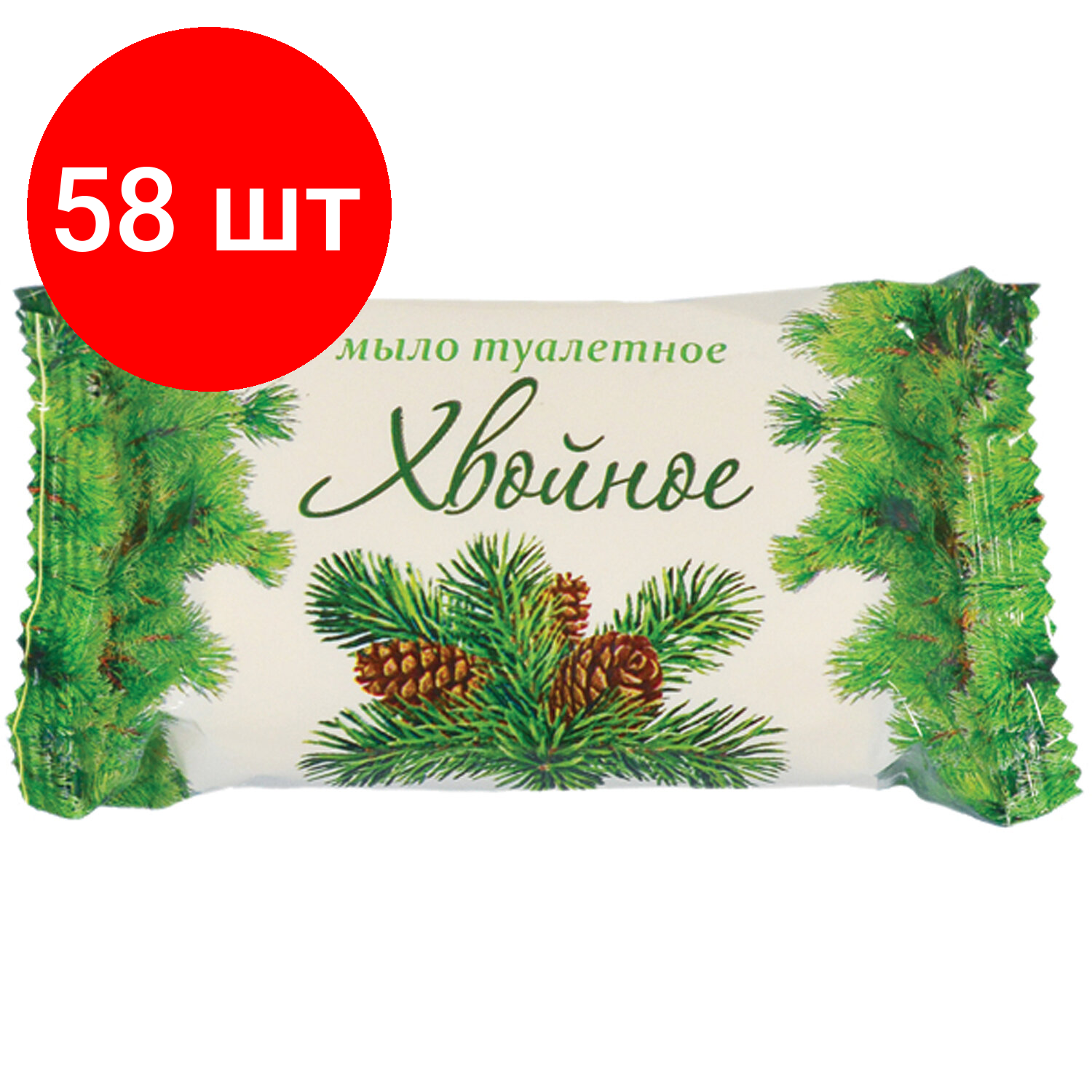 Комплект 58 шт, Мыло туалетное 100 г, ММЗ, стандарт "Хвойное"