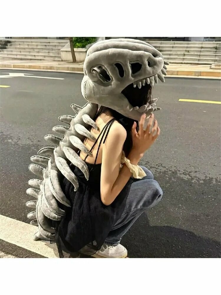 Мягкая игрушка-шляпа Скелет динозавра забавный маскарадный аксессуар и подарок для детей и девушек-80 100 120 сантиметр