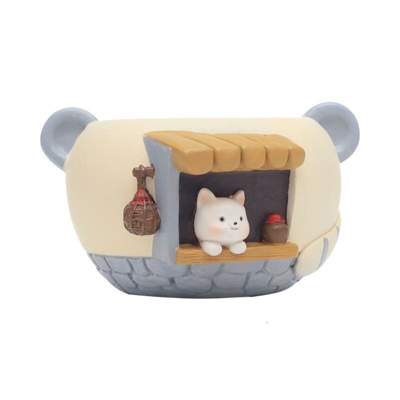 Современный садовый контейнер для суккулентов, кошка