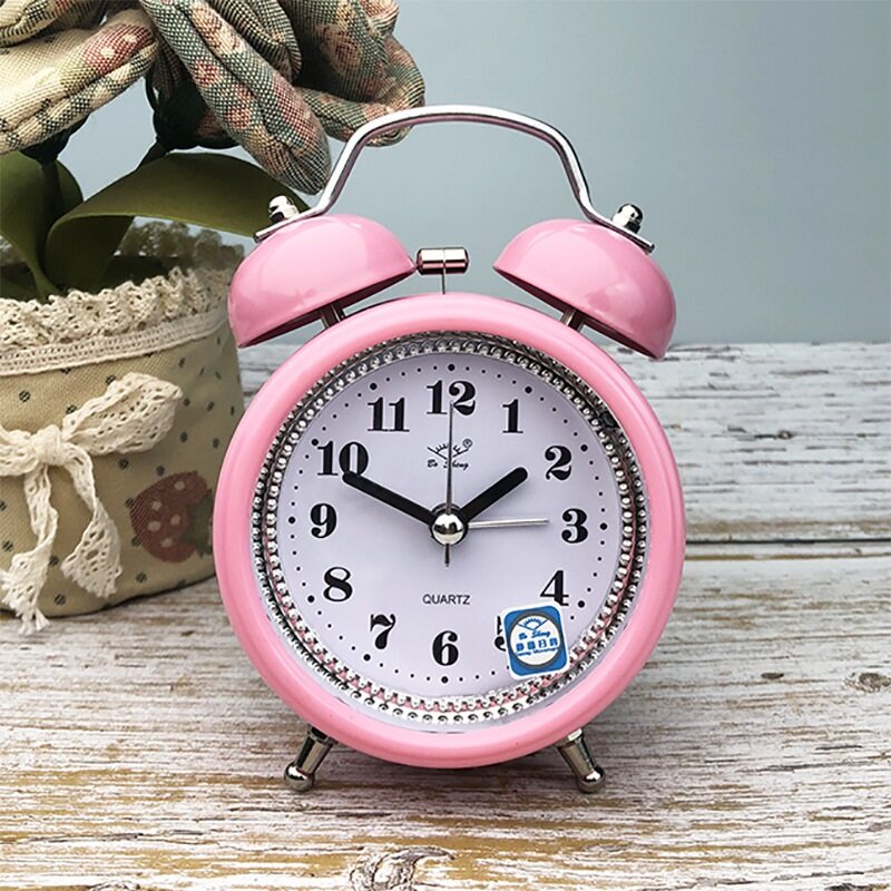 Креативные часы с металлическим кольцом-будильником с ночником прикроватный будильник
