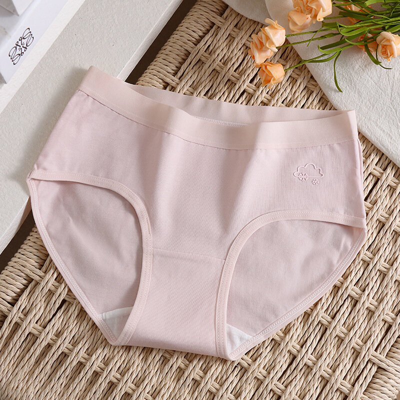 Простое женское антибактериальное белье средней посадки, класс А, чистое хлопковое белье для девочек, однотонное белье больших размеров, полностью хлопковое треугольное белье
