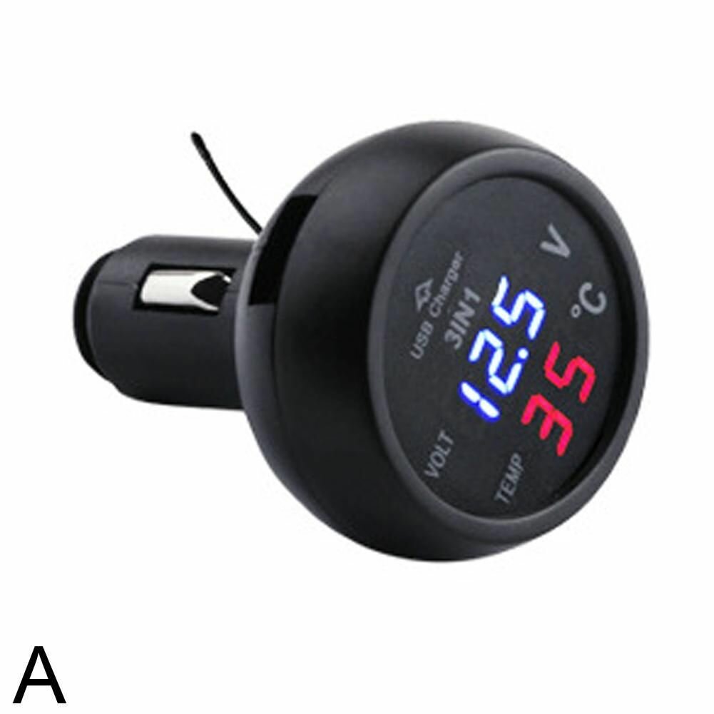 Термометр, вольтметр, USB зарядка в прикуриватель 12-24В VST