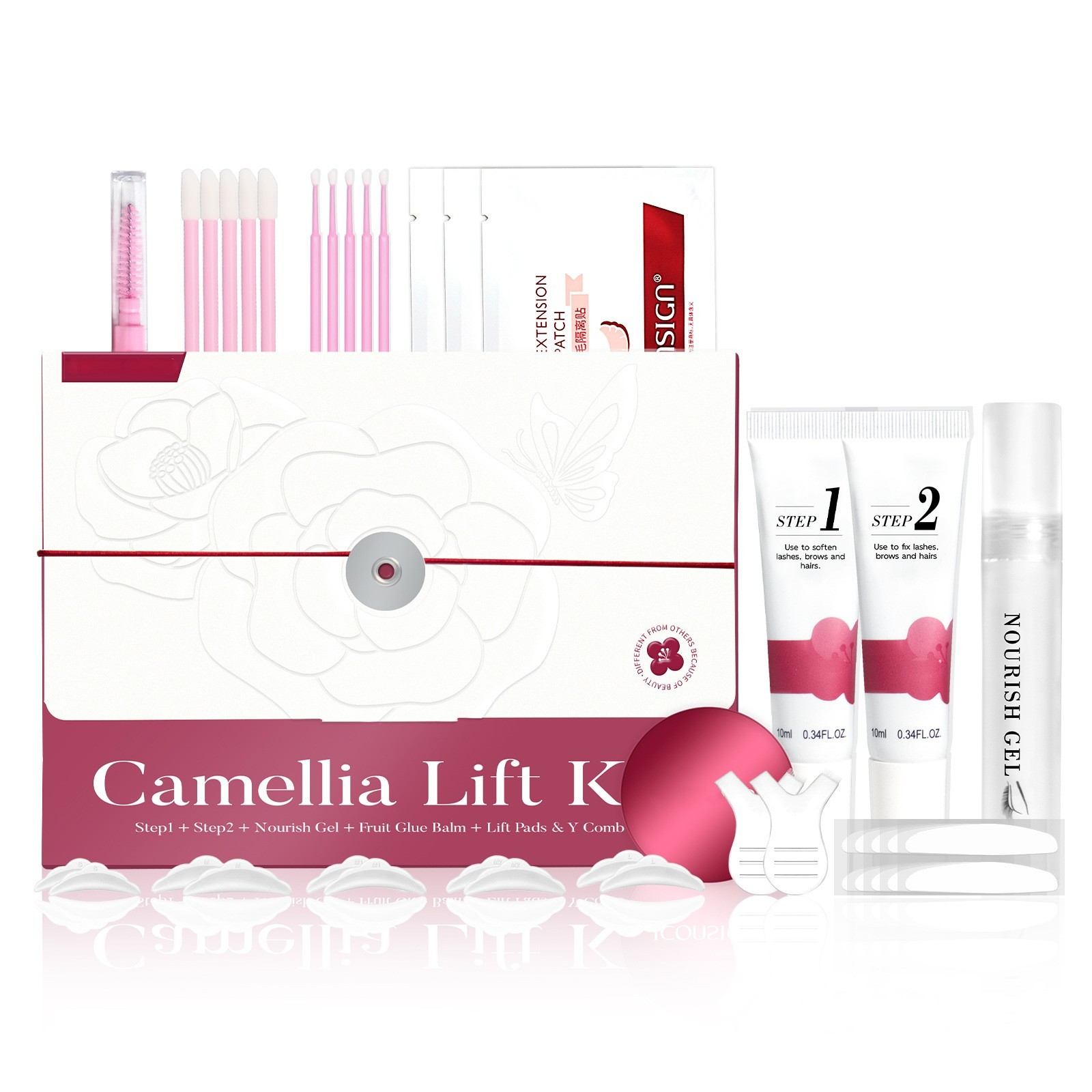 Набор для завивки ресниц Camellia -Effect Perm, веганский, на основе кератина, стойкий, мягкий, без запаха, без раздражения, для чувствительной кожи, для учреждений, студий, салонов красоты, стабильный агент для завивки, для 20-30 человек, точное