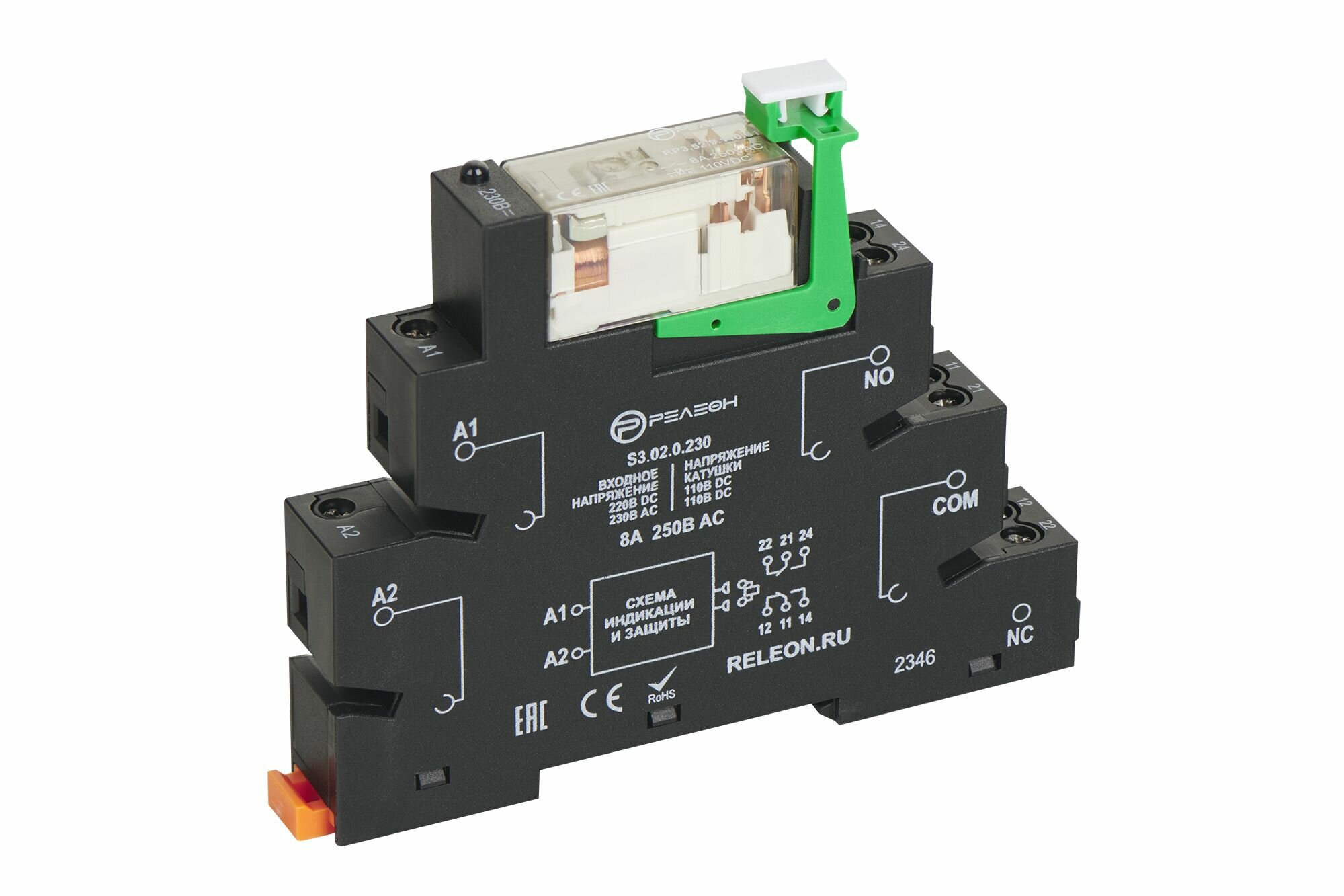 Интерфейсный модуль релеон реле; 2 CO конт. 8А; 220-240В AC/DC; винт. зажимы; RM352023001